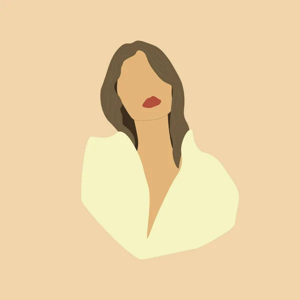 Drawing Woman's Face Collage Sketch Portrait Brush Strokes Beige Brown ...