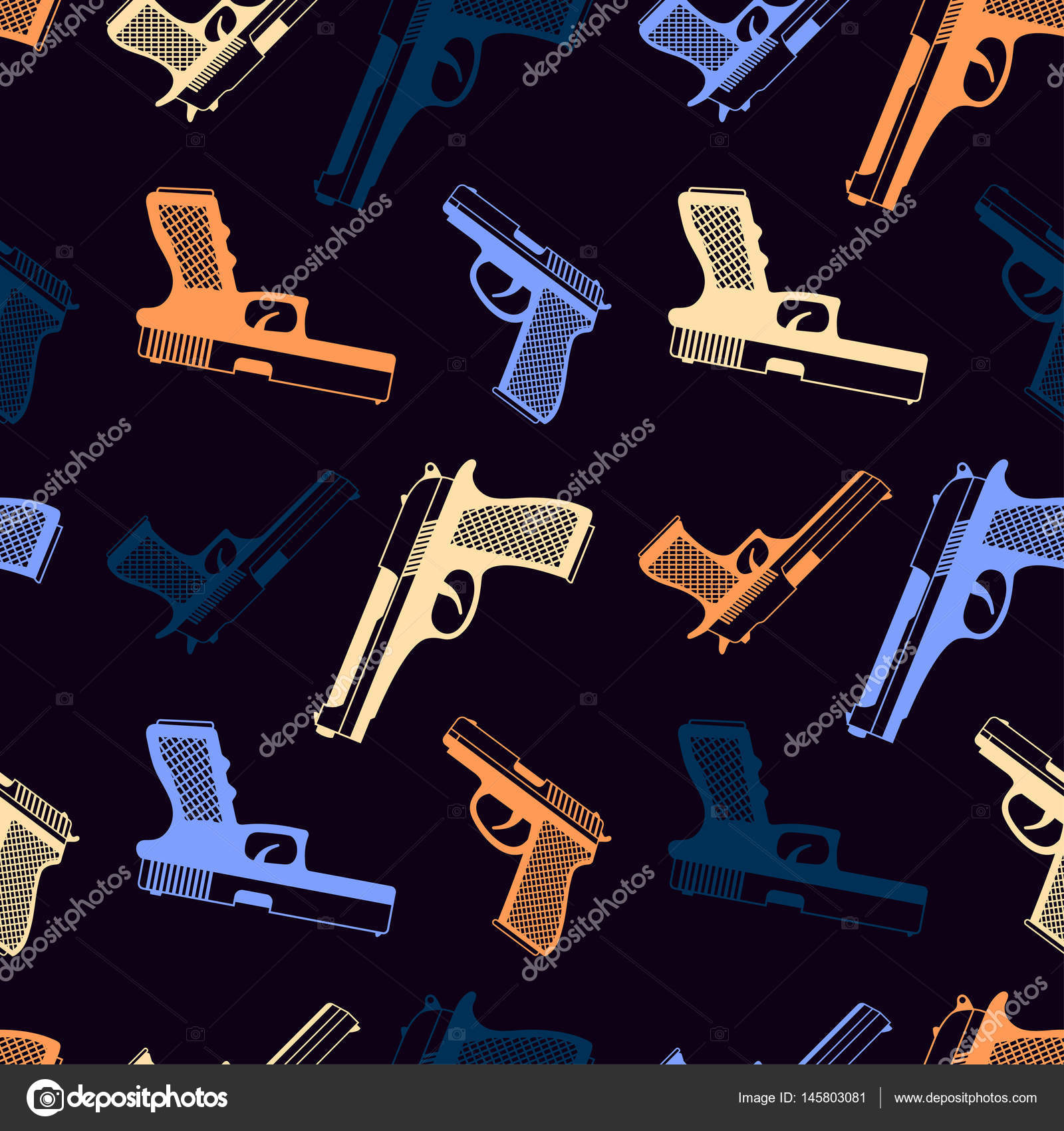 Army pattern with gun icons retro color Stock Vector by ©Yura94loudking ...