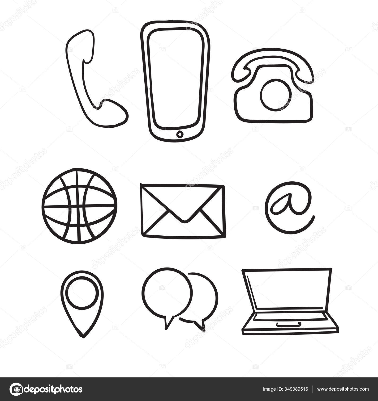 Collection Hand Drawn Web Symbol Web Computer Mobile Illustration ...