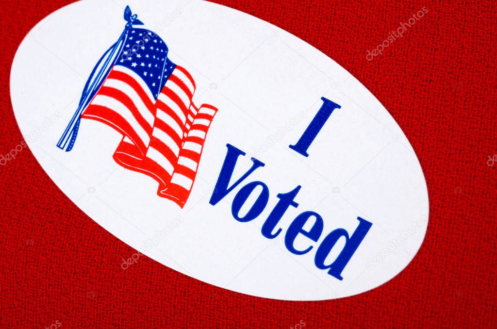 Election "I Voted" Sticker on Red Representing Republicans Stock ...