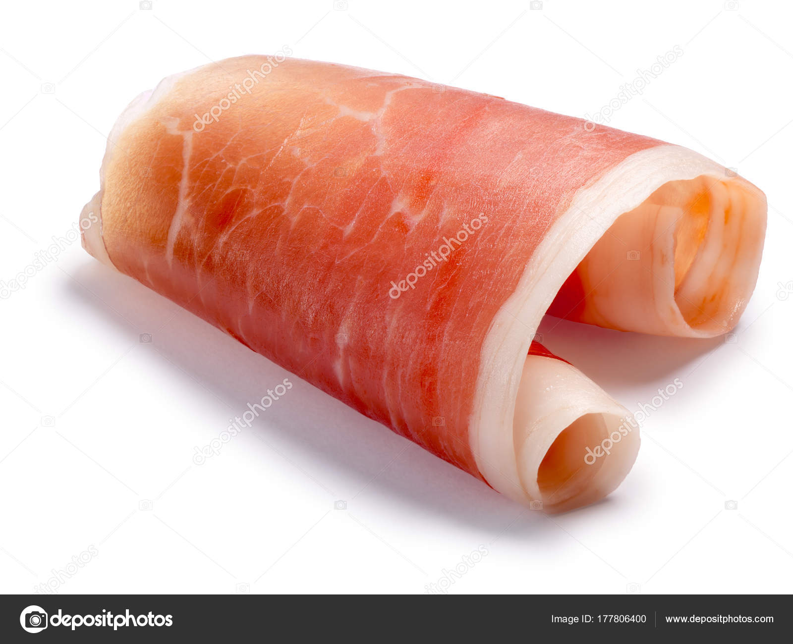 Cured meat ham jamon slice rolled up, paths Stock Photo by ©maxsol7 ...