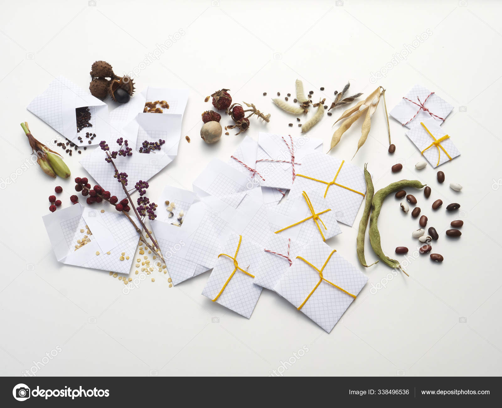 Homemade White Paper Packets Seeds Isolated White — Stock Photo ...