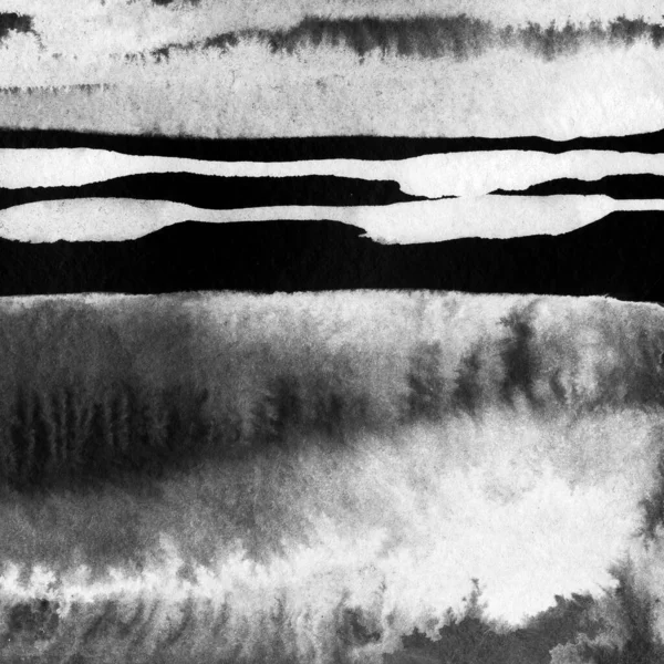 Abstract landscape ink hand drawn illustration. Black and white ink ...