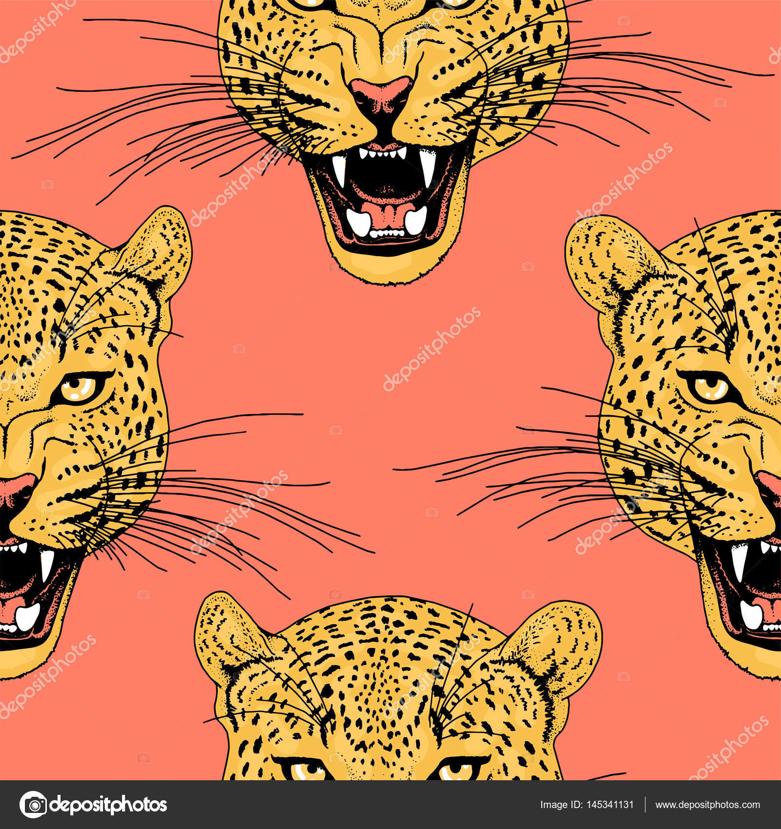 Leopard face tattoo , illustration, print Stock Illustration by ...