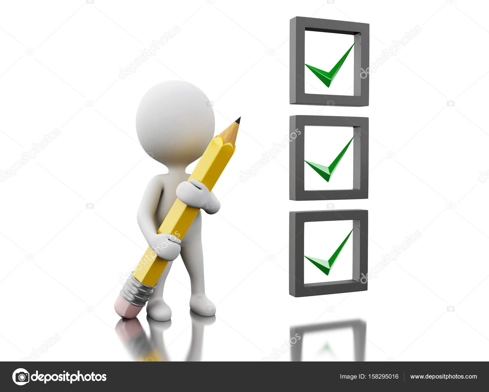 3d White people marking ticks in checklist. Stock Photo by ©nicomenijes ...