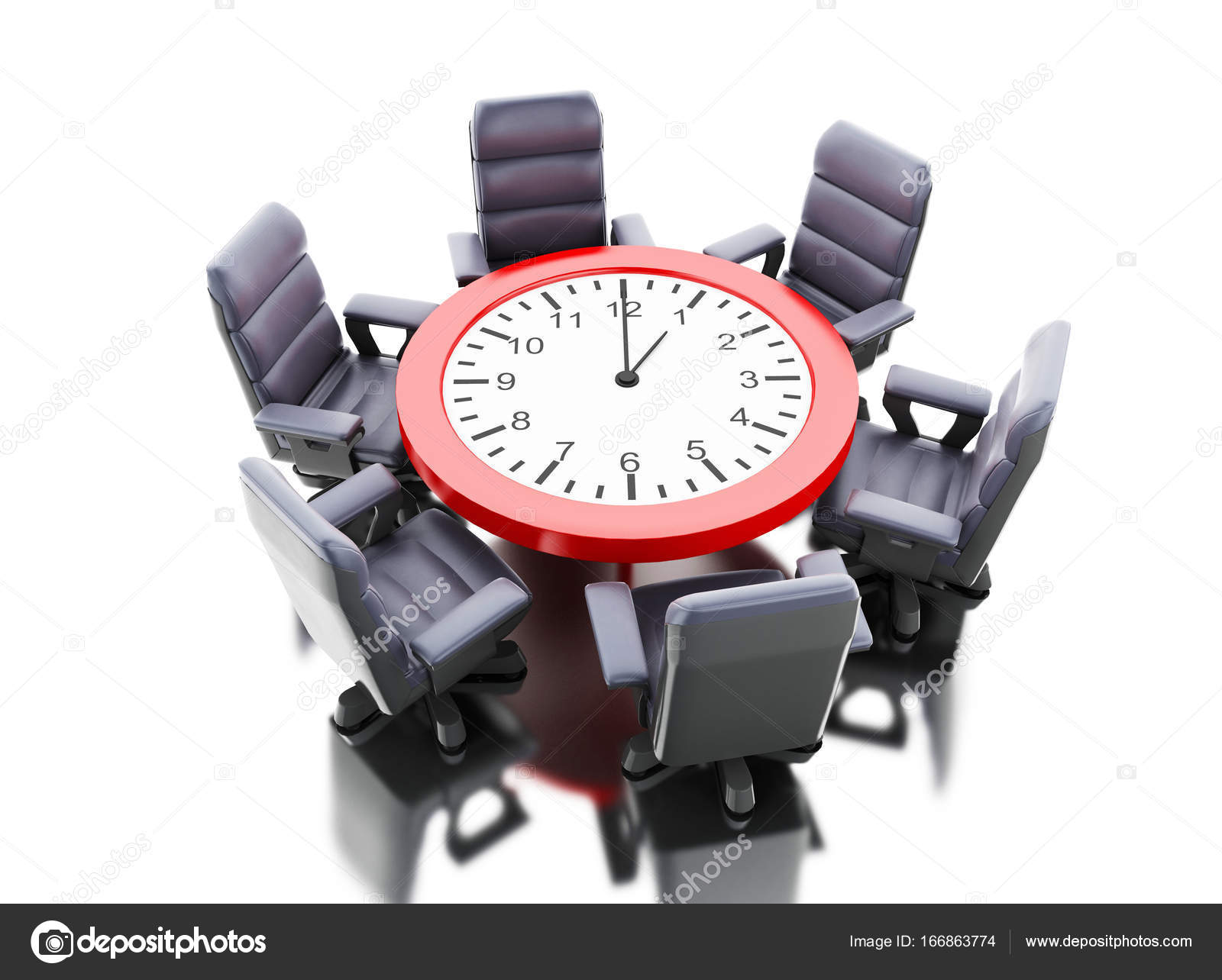 3d Office table as clock with armchairs Stock Photo by ©nicomenijes ...