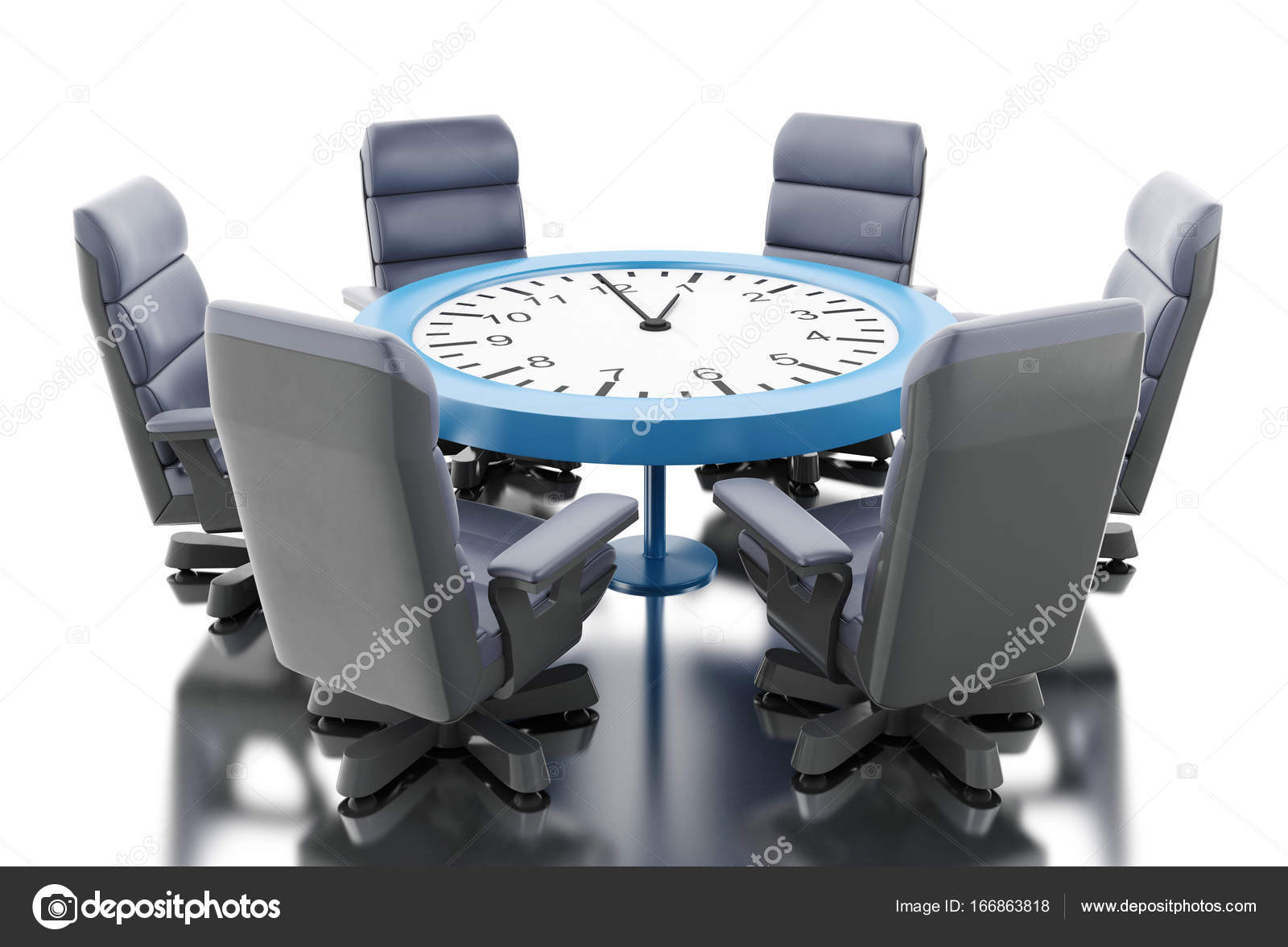 3d Office table as clock with armchairs — Stock Photo © nicomenijes ...