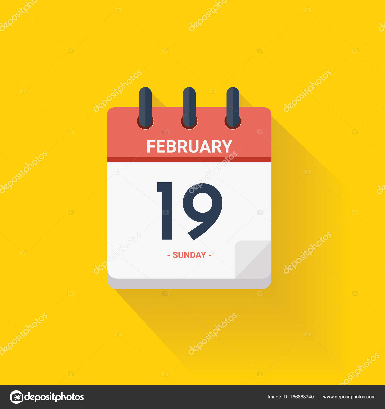 Day calendar with date February 19, 2017. Vector illustration Stock ...