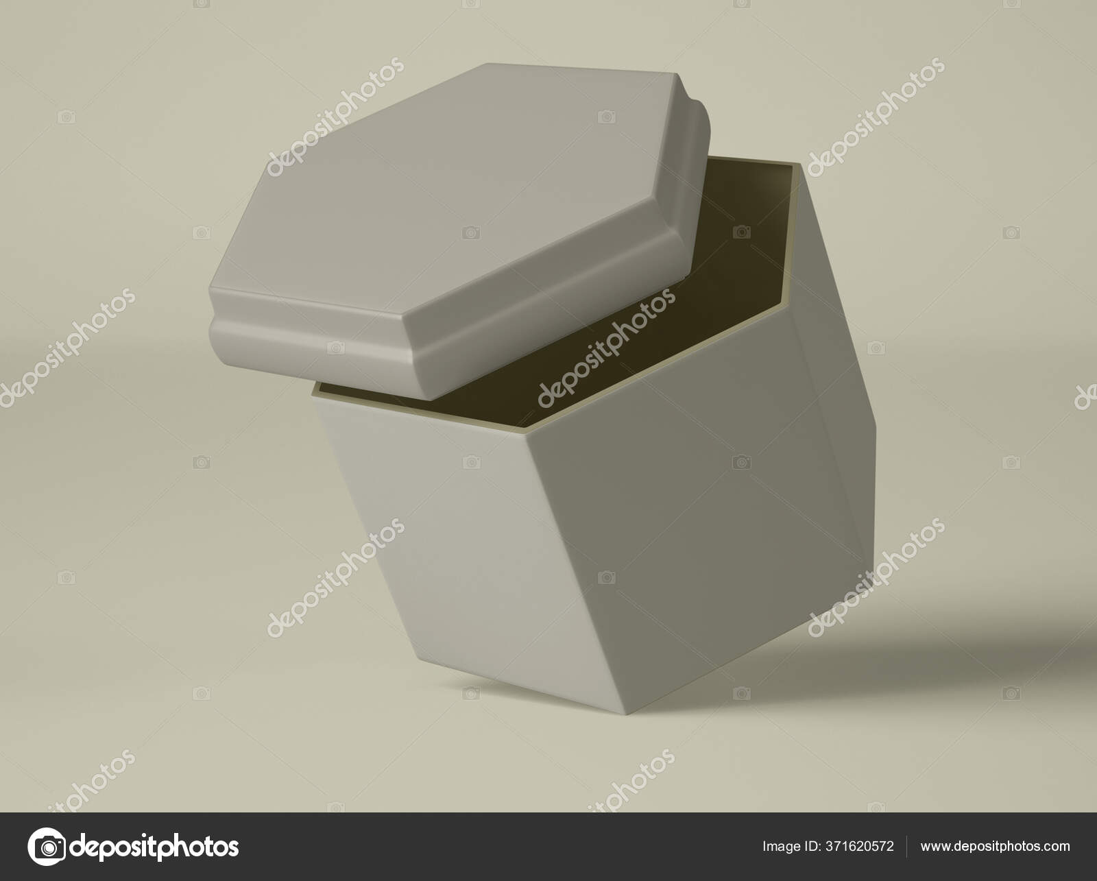 Illustration Mockup Open Hexagon Packaging Box Isolated Background ...