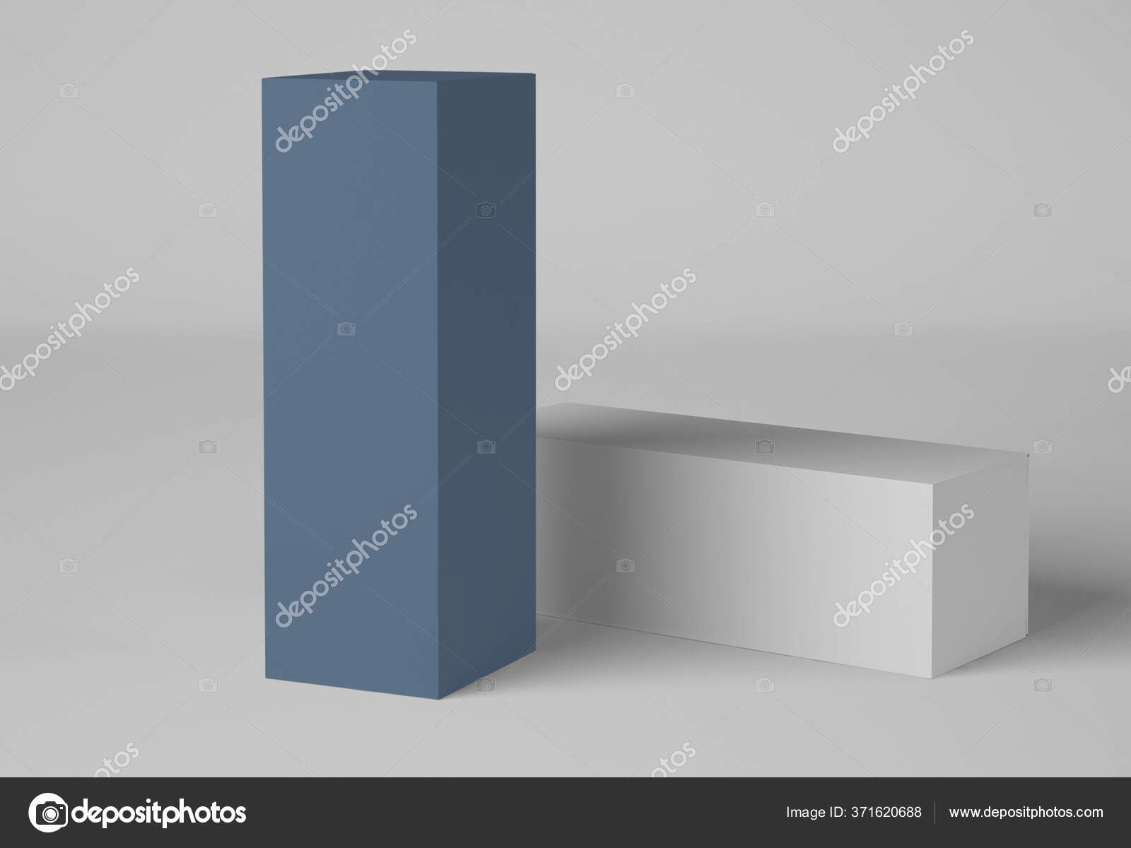 Ilustración Mockup Cajas Cartón Rectangulares Altas Sobre Fondo Blanco ...