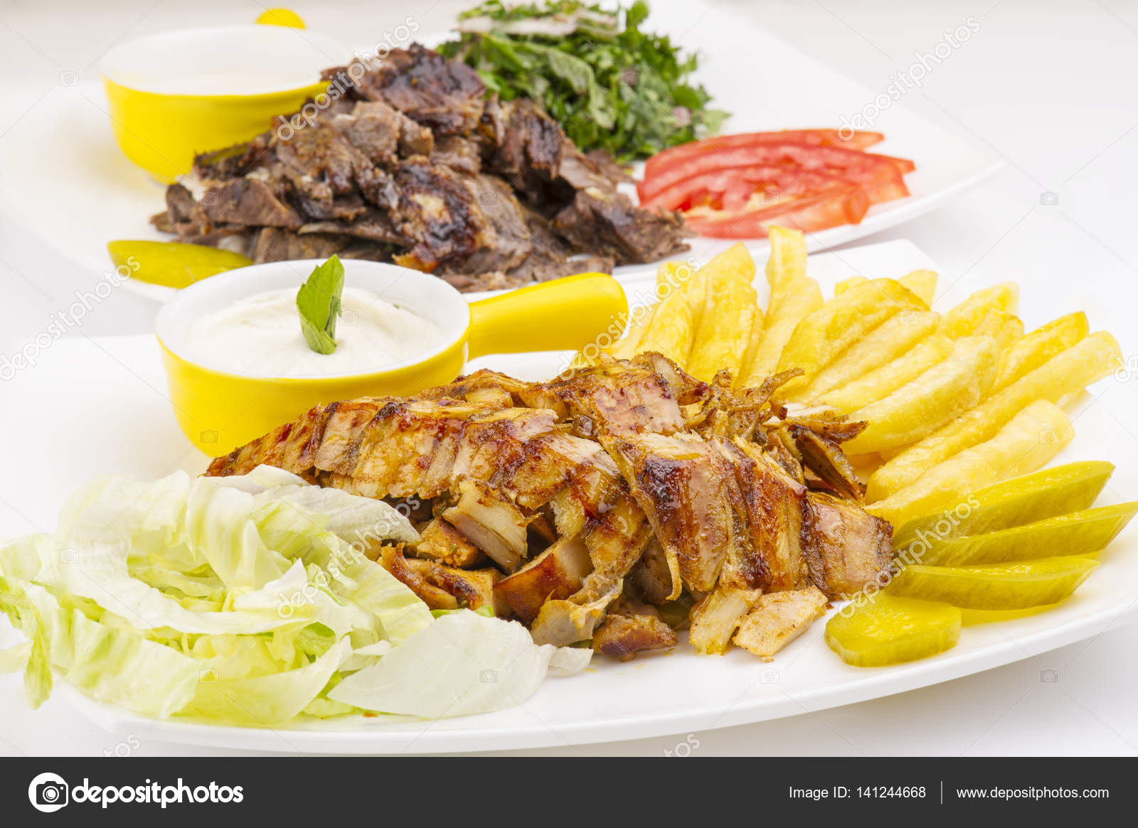 Shawarma Plate , Shawarma beef and chicken plate — Stock Photo ...