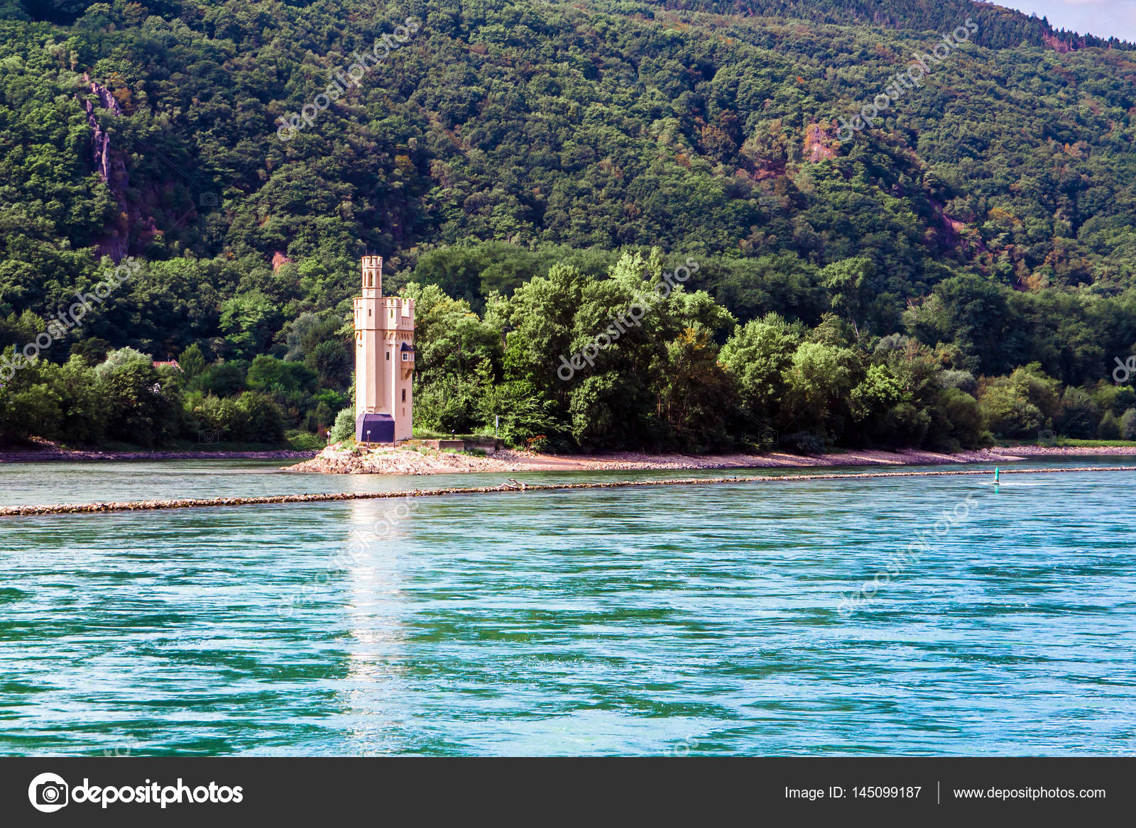 The Mouse Tower (Mauseturm) in the Rhine river near Bingen, Germany ...