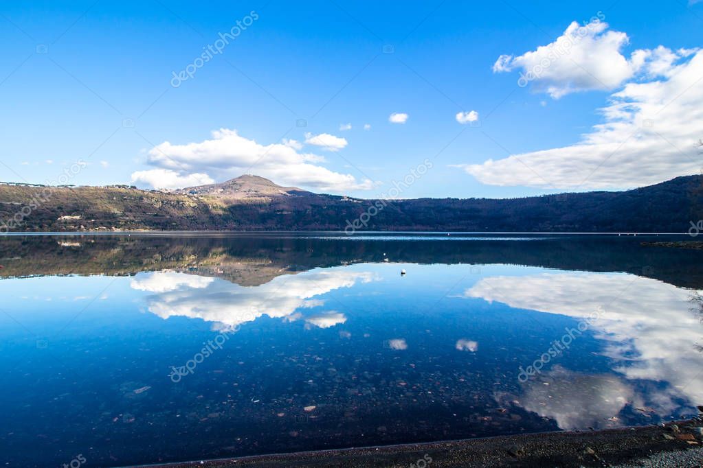 Lake Albano, a volcanic crater lake near Rome, Italy — Stock Photo ...