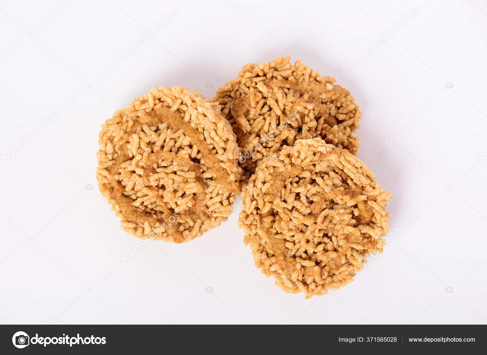 Deep Fried Sweet Crispy Rice Cane Sugar Drizzle Isolated White Stock ...