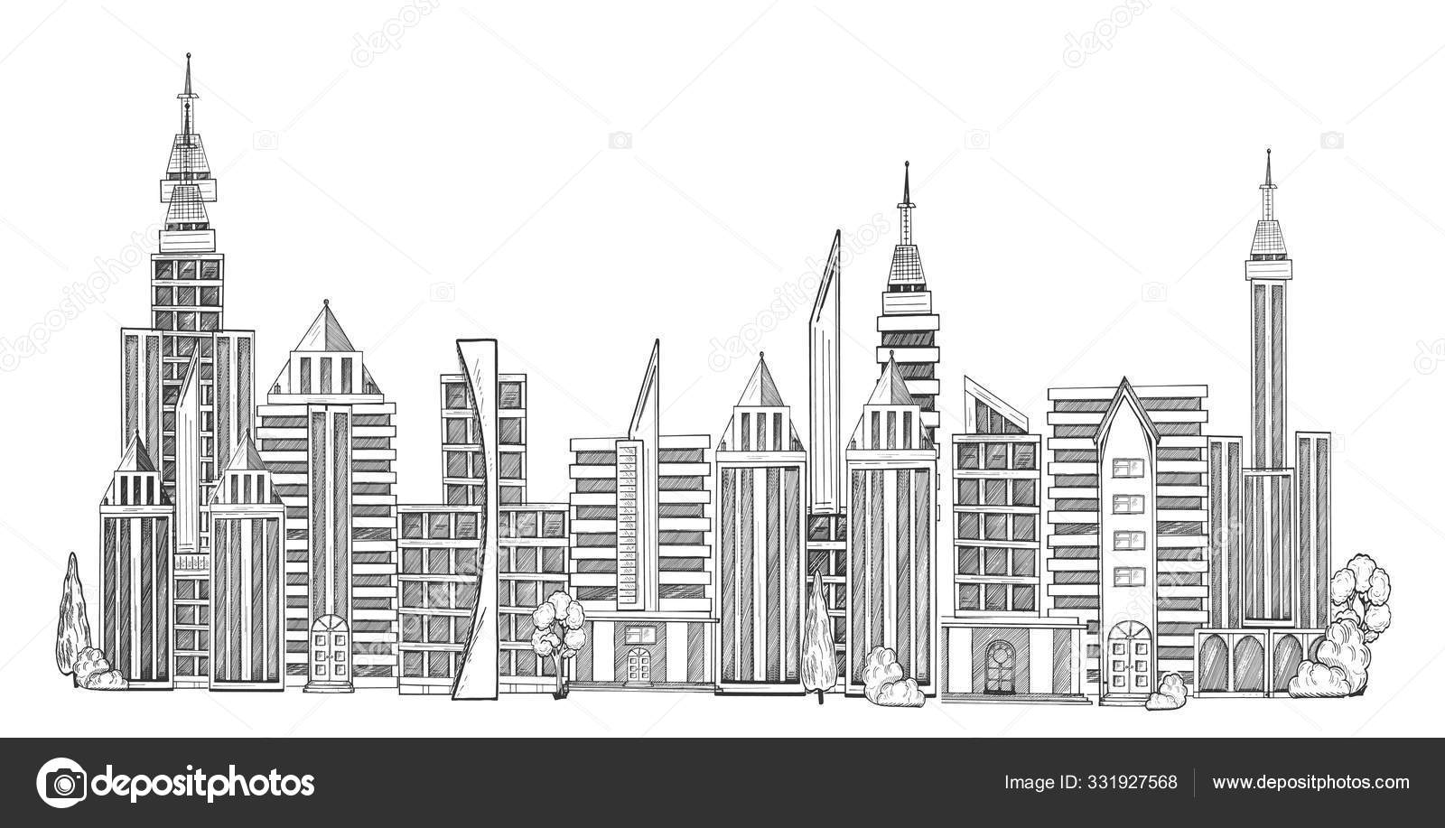 Future City Skyline Drawing