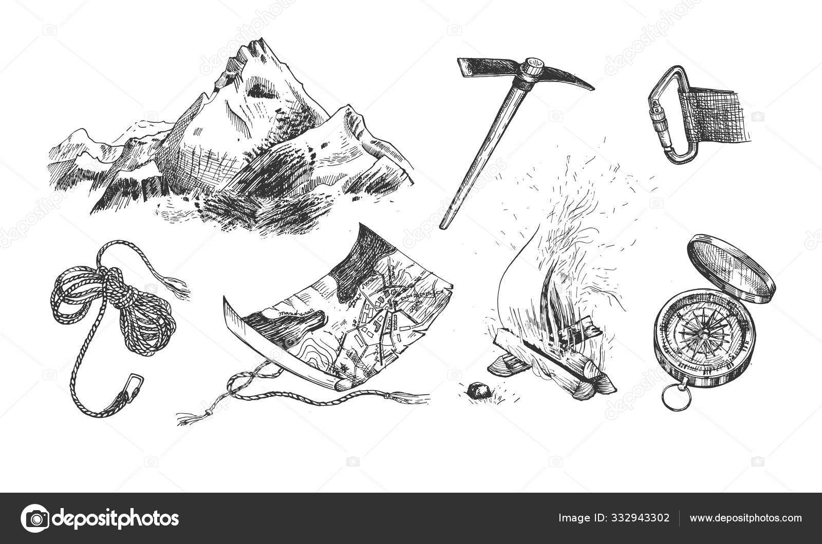 Climbing and hiking equipment set Stock Vector by ©istryistry 332943302