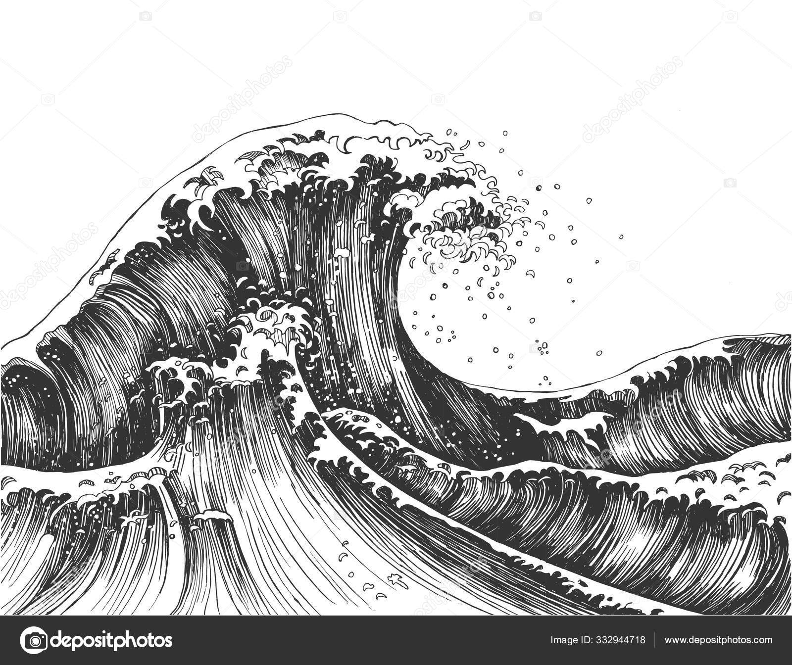 Japanese style ocean or sea waves Stock Vector by ©istryistry 332944718
