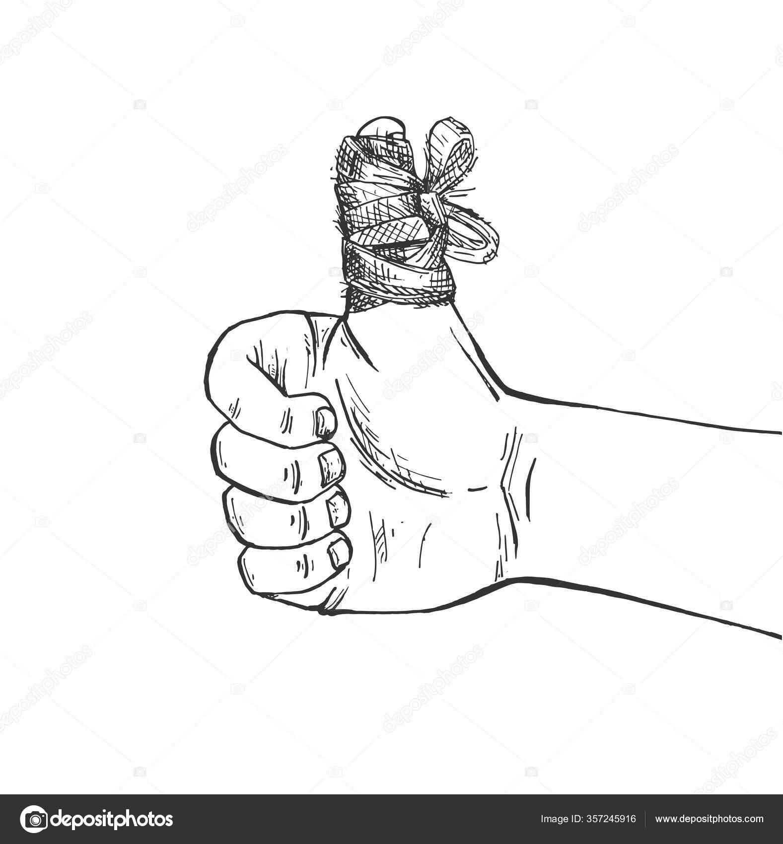 Bandaged Hand Drawing