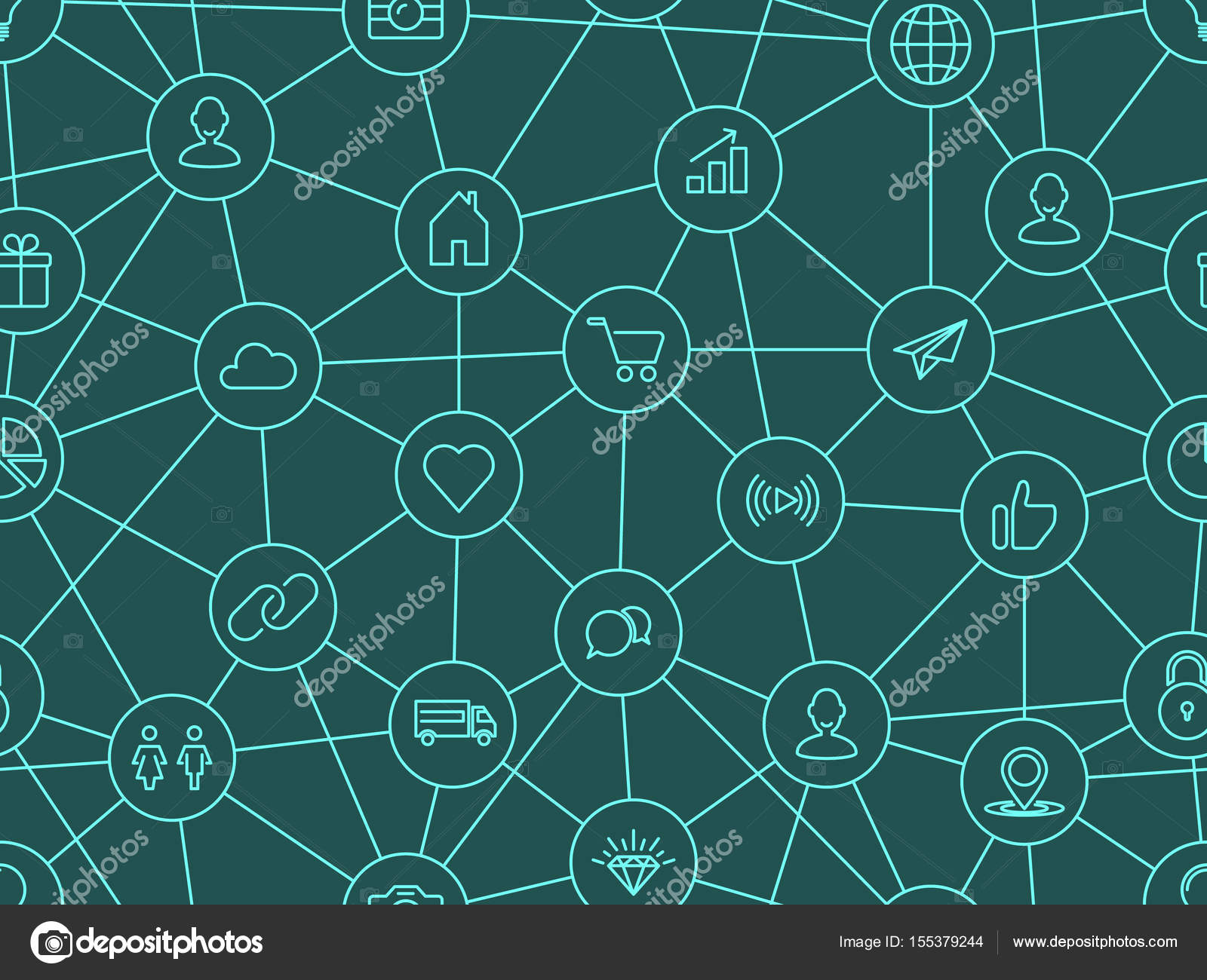 Abstract communication background with line icons Stock Vector by ...