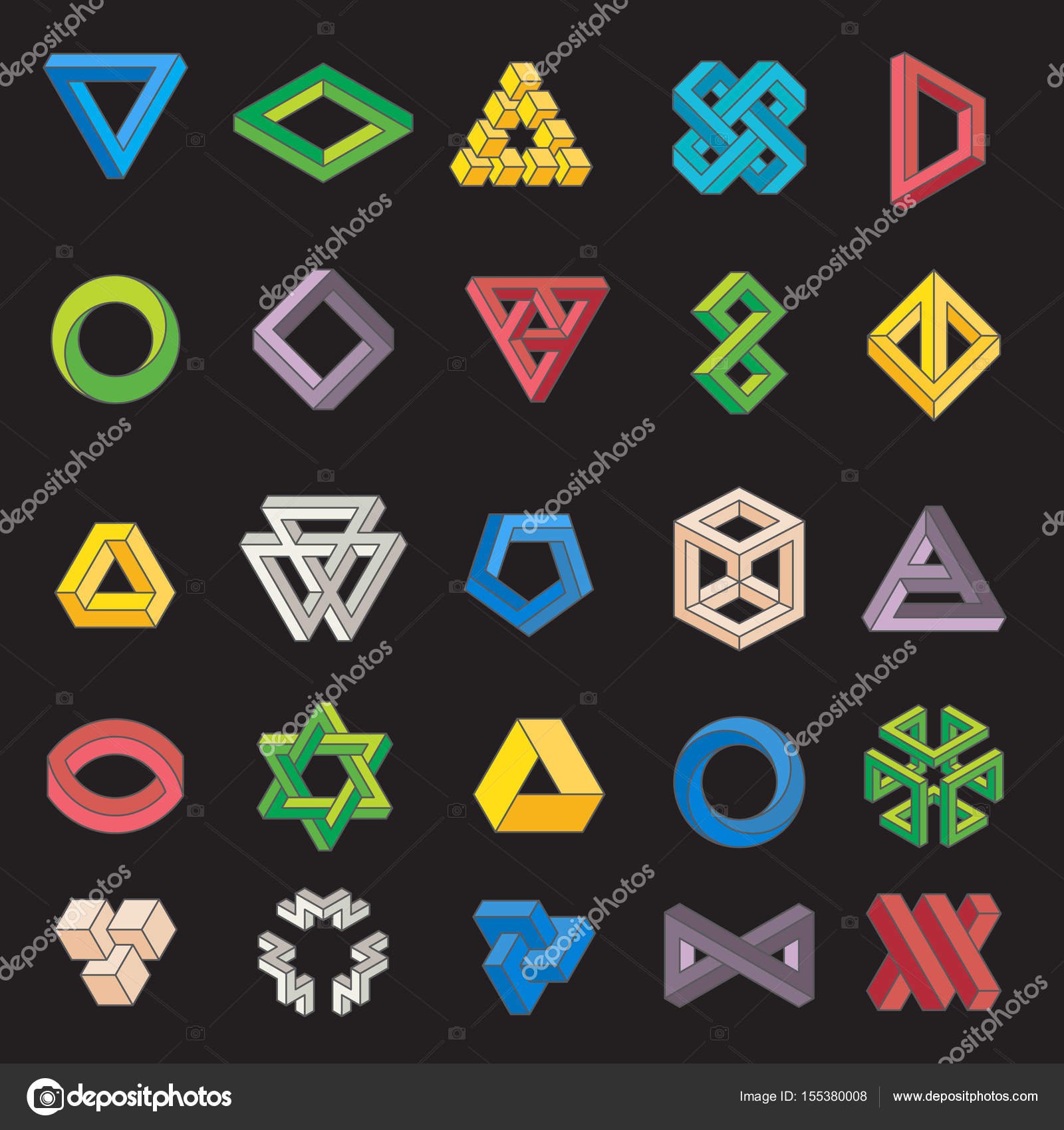 Set of impossible shapes, colorful design Stock Vector Image by ...