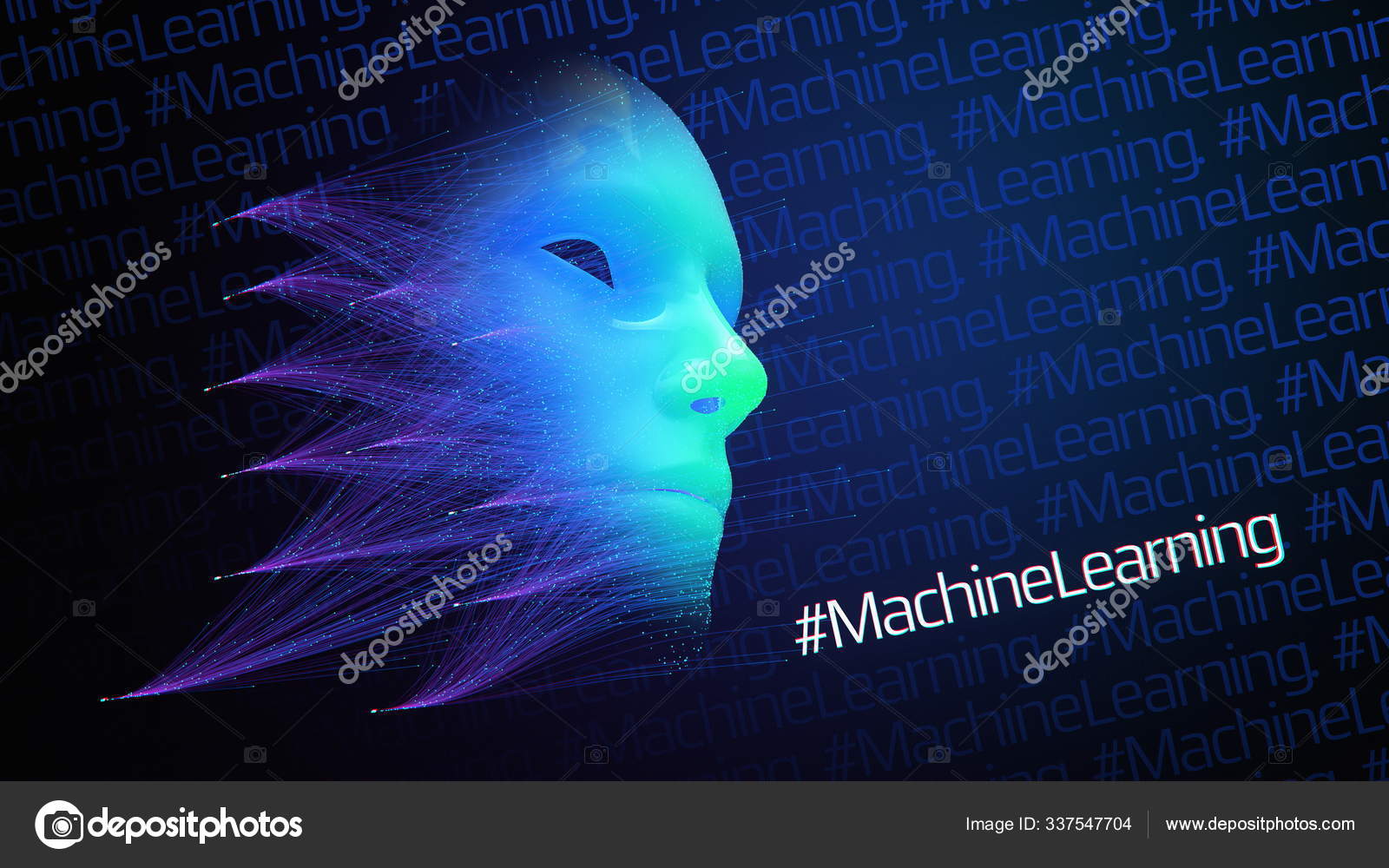 Machine Learning abstract human 3d face created by neural network Stock ...