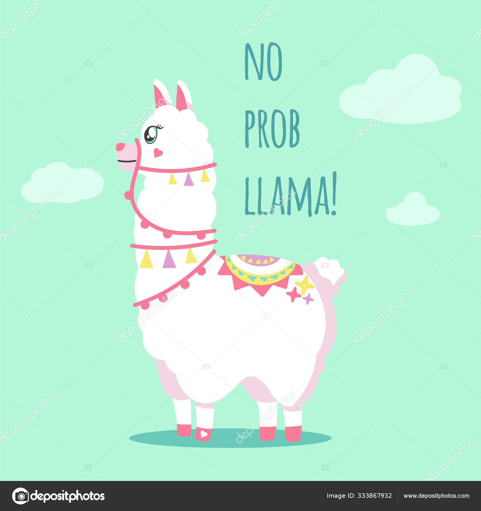 Problem Lama Vector Illustration Turquoise Background Stock Vector ...