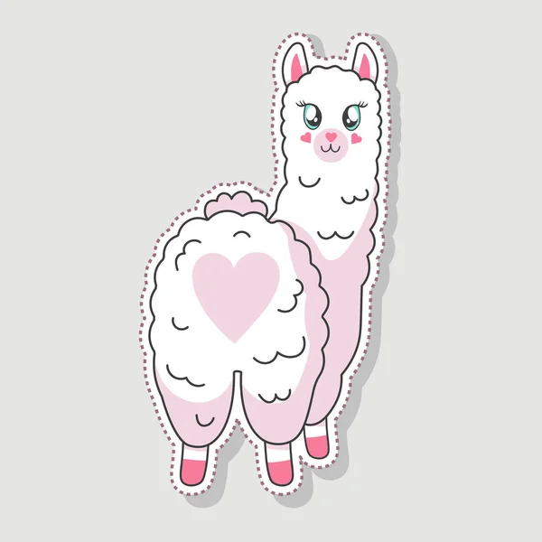 Cute Kissing Lama Characters Vector Illustration Pink Background Stock