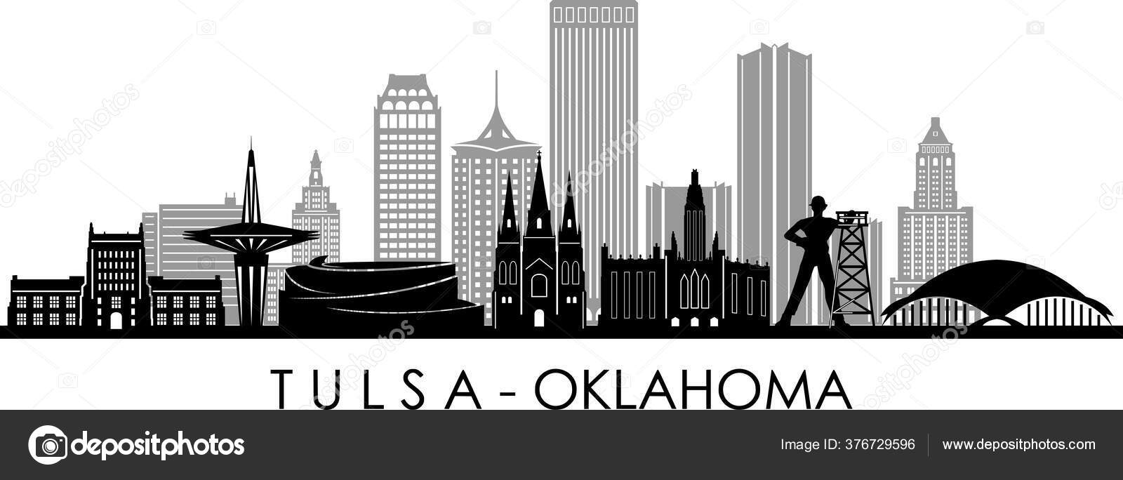 Tulsa City Oklahoma Skyline Silhouette Cityscape Vector Stock Vector ...