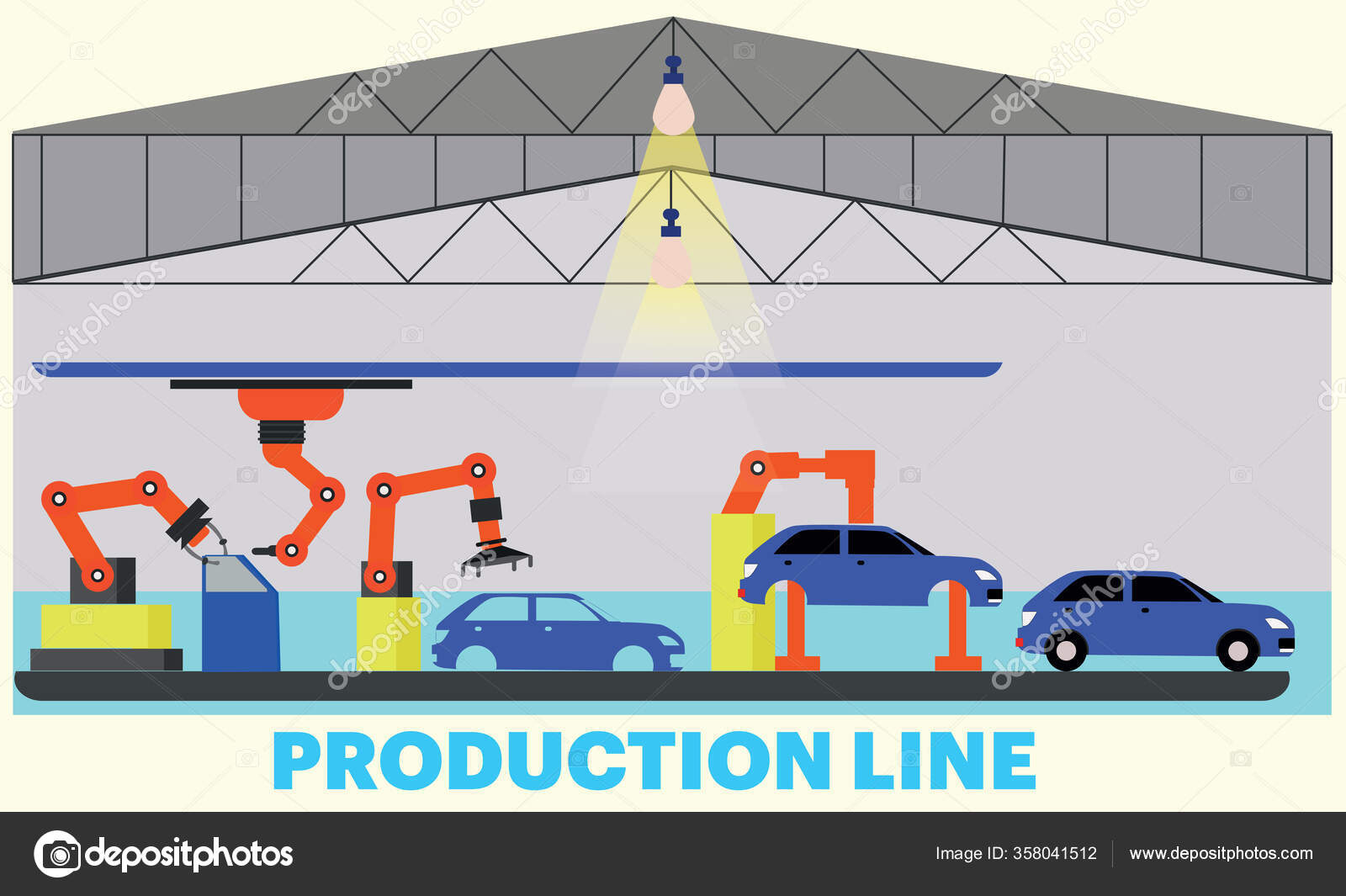 Car Assembly Line Illustration