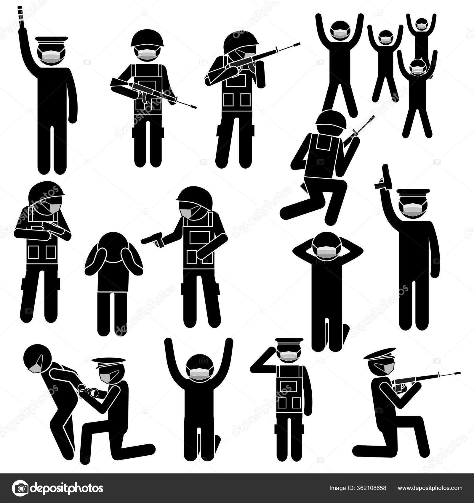 Military Stick Figure Family