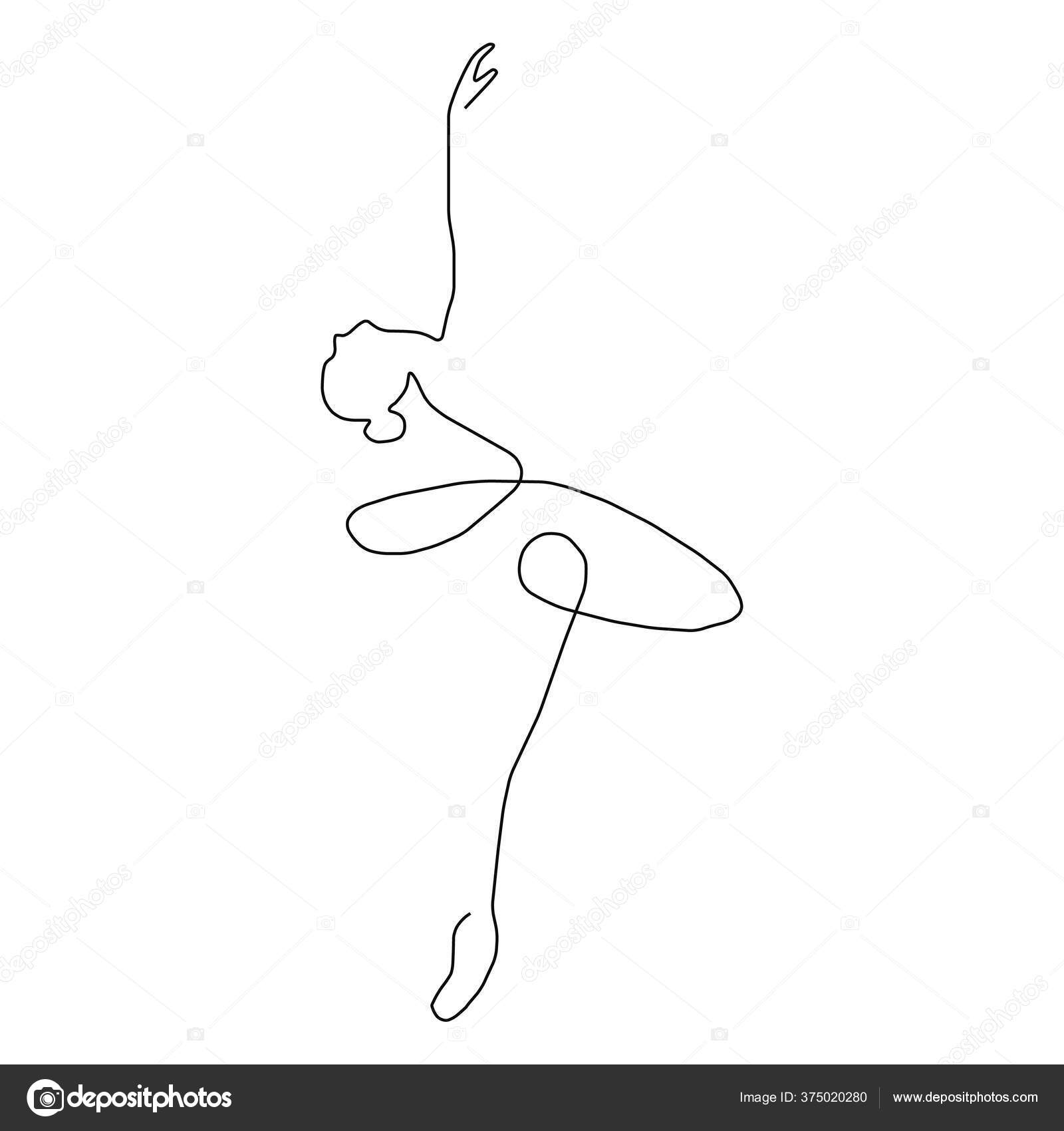 Continuous Line Art Drawing Ballet Dancer Ballerina Vector Illustration ...