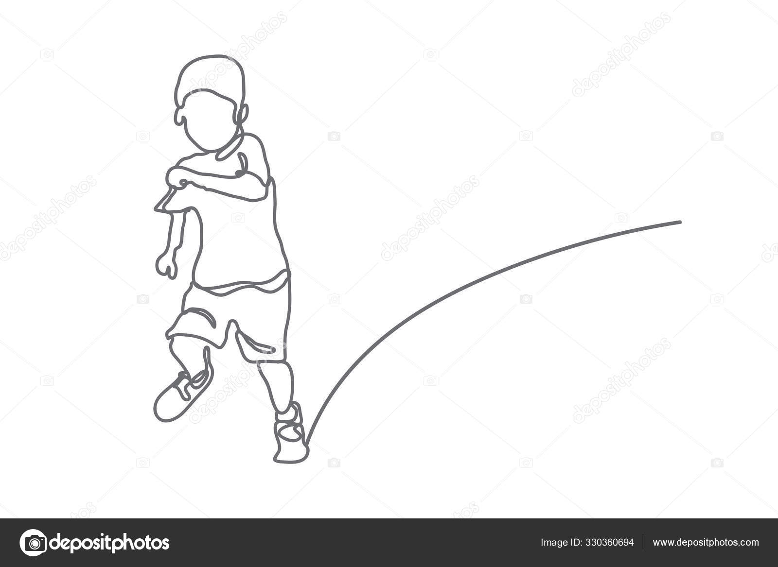 Little Boy Running Line Drawing Vector Design Stock Vector Image by ...