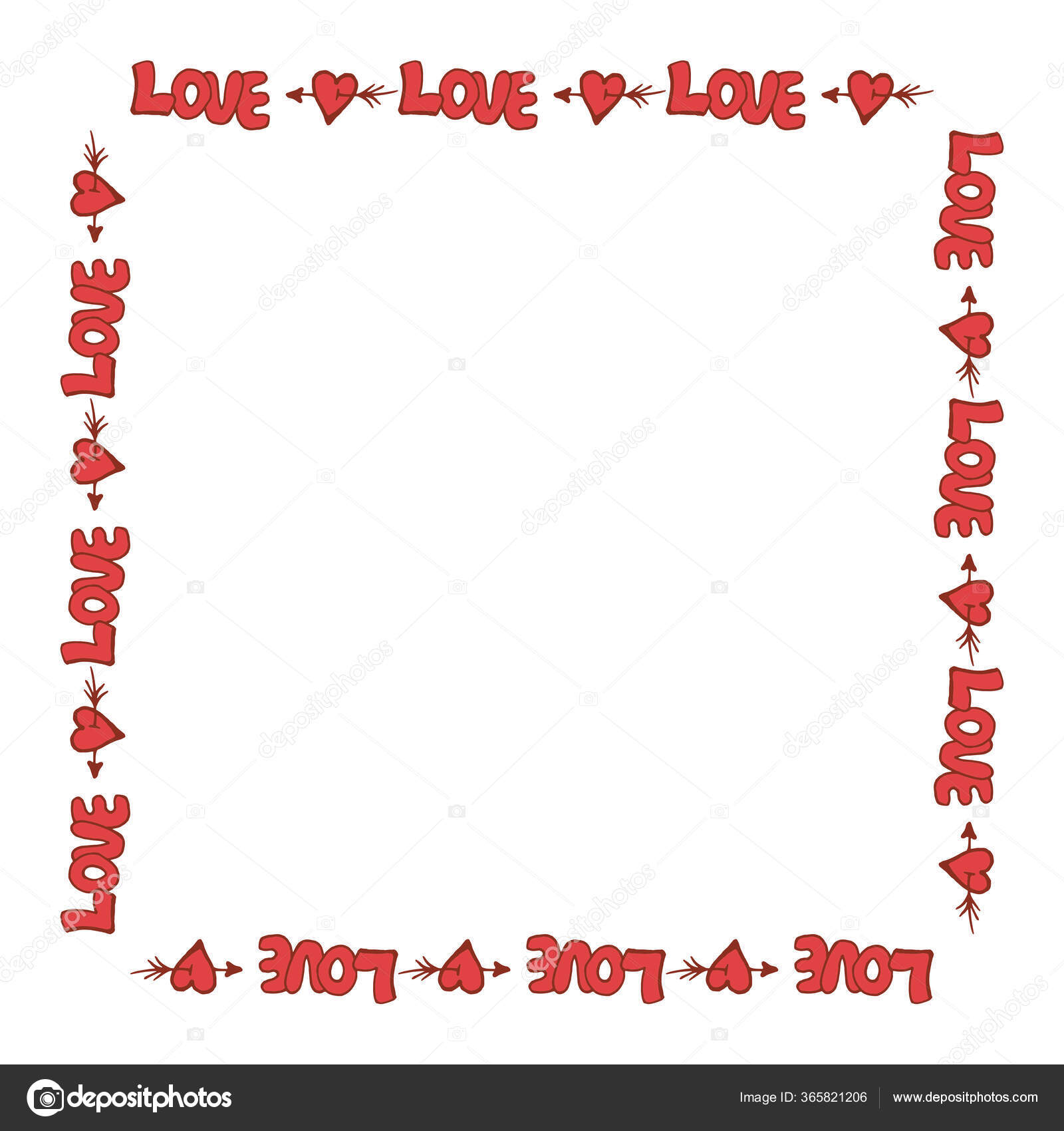 Square Frame Words Love Hearts White Background Vector Image — Stock ...
