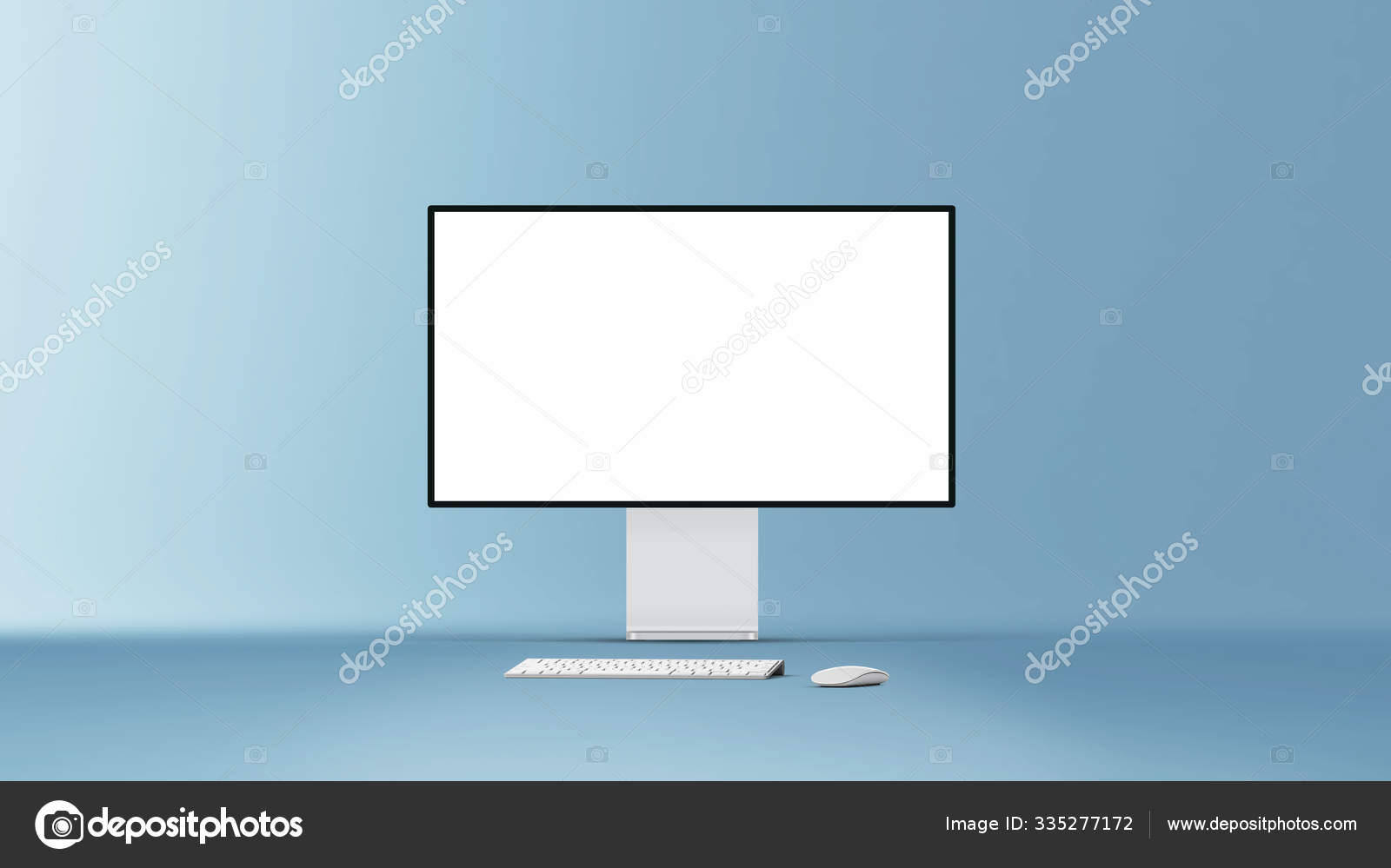 New Desktop Computer Pro Display Keyboard Mouse Background Blank Flat ...