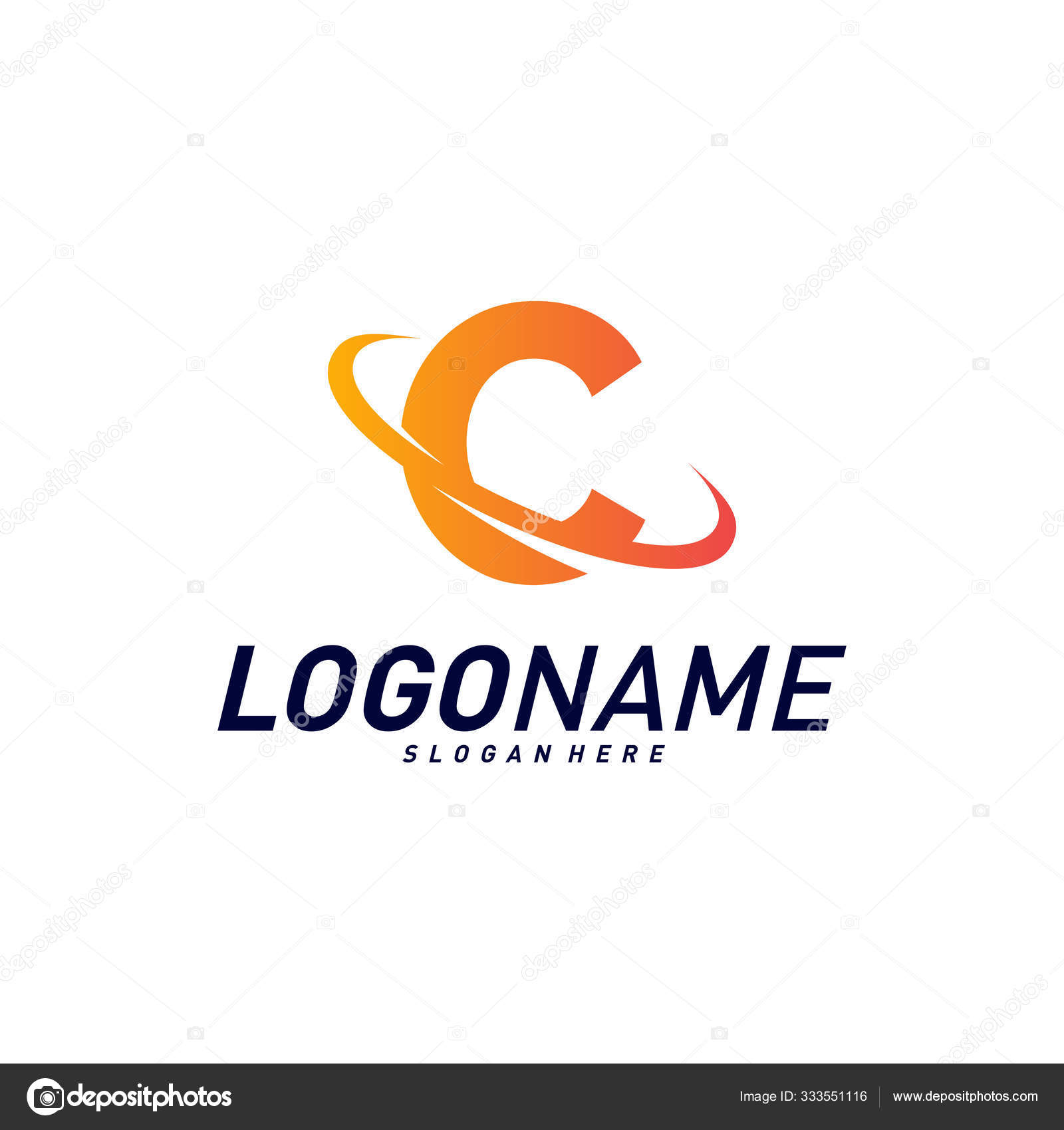 Font with Planet Logo Design Concepts. Letter C Logo Icon Vector ...