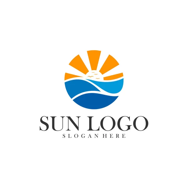 Sol med vand logo design vektor skabelon, Ikon symbol, Illustration ...
