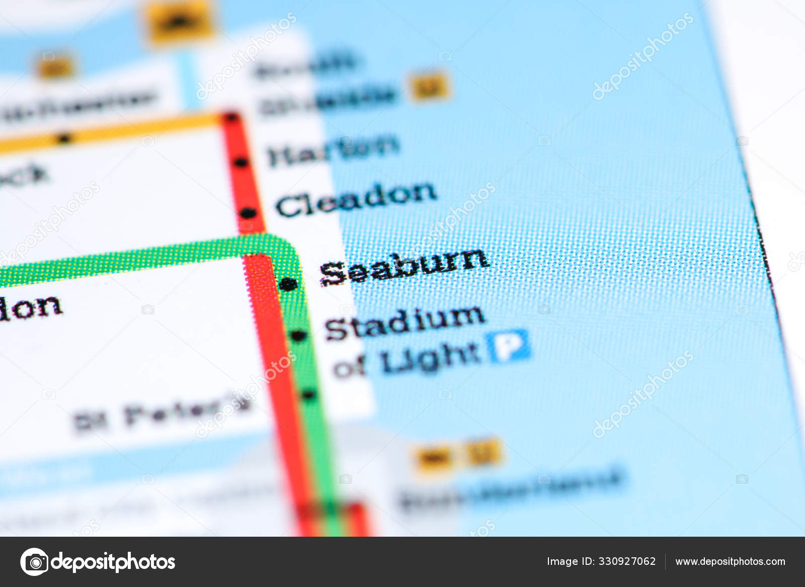 Seaburn Station. Newcastle Metro map. — Stock Photo ...