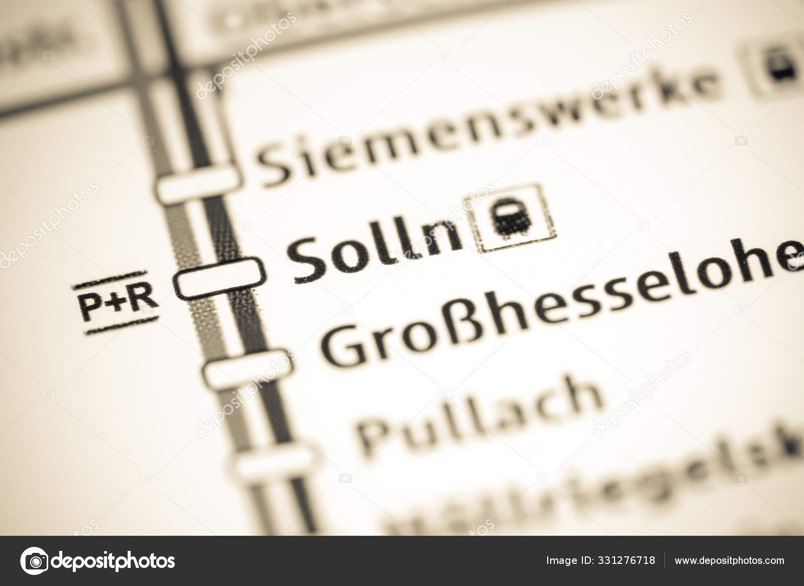 Estación Solln. Mapa del metro de Munich .: fotografía de stock ...