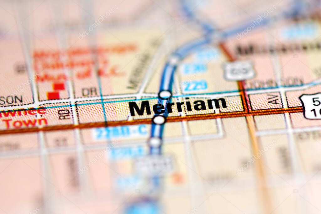 Merriam en un mapa geográfico de Estados Unidos 2023