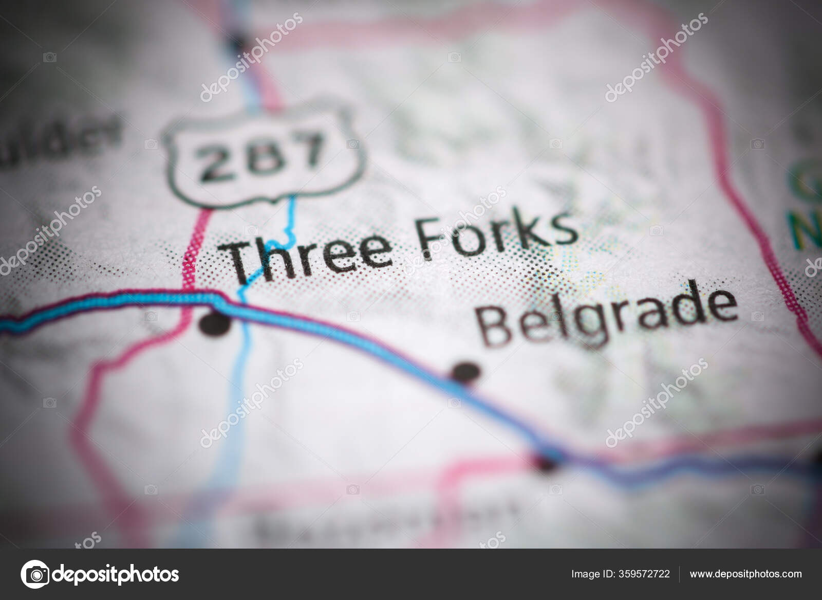 Three Forks Geographical Map Usa Stock Photo by ©aliceinwonderland2020 ...