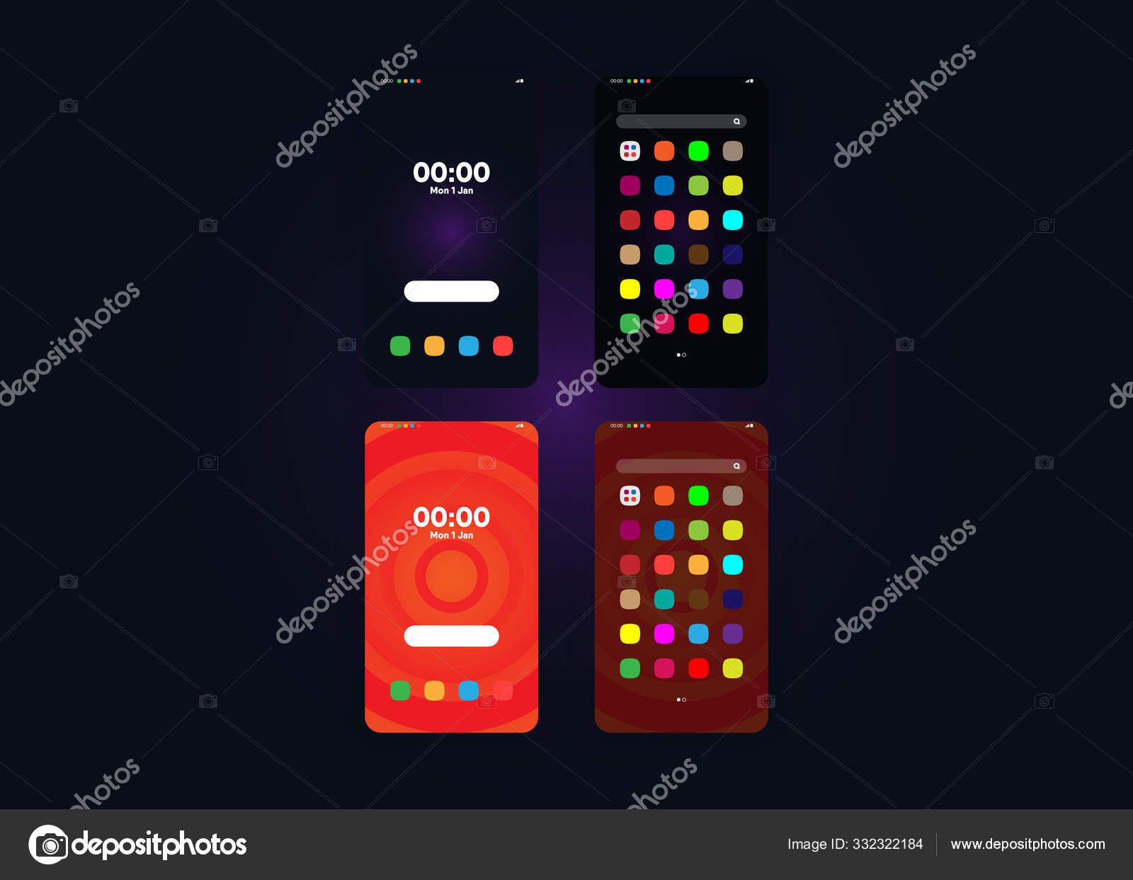 Smartphones Mobile Phones Screens Render Stock Vector by ©nermin99 ...