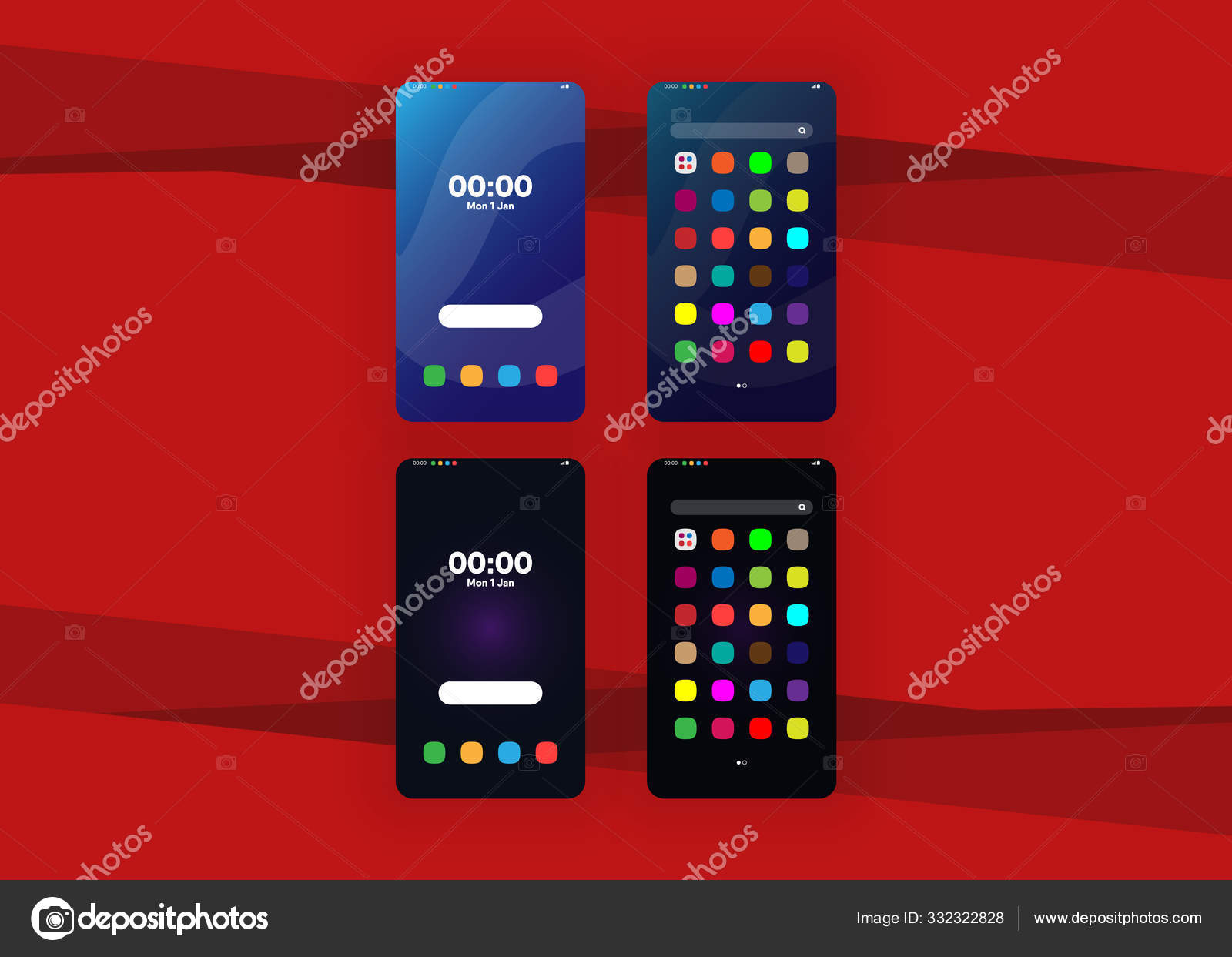 Smartphones Mobile Phones Screens Render Stock Illustration by ...