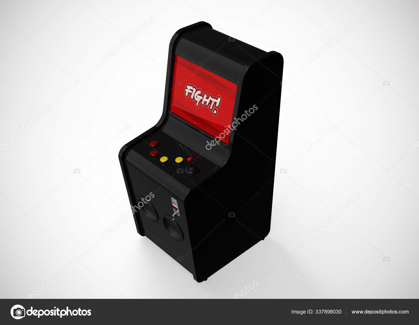 Arcade Machine Fight Screen Retro Gaming Style Joystick Buttons Render ...