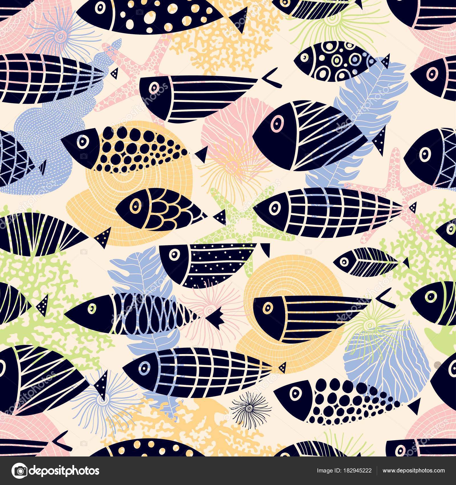 Cute Fish Kids Background Seamless Pattern Stock Vector by ©vyazovskaya ...