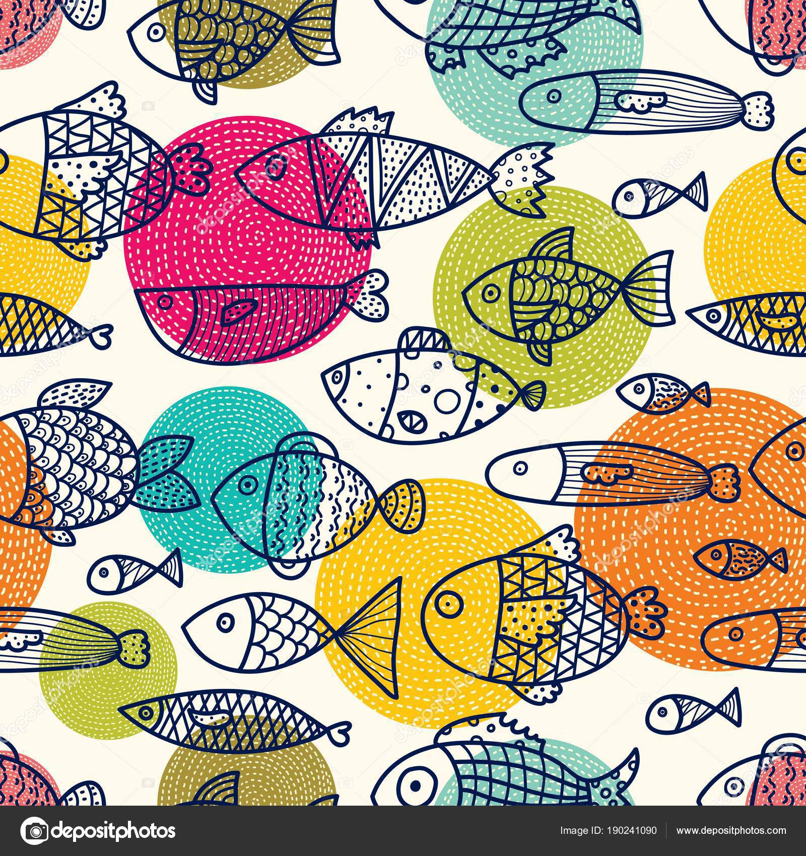 Cute Fish Kids Background Seamless Pattern Stock Vector by ©vyazovskaya ...