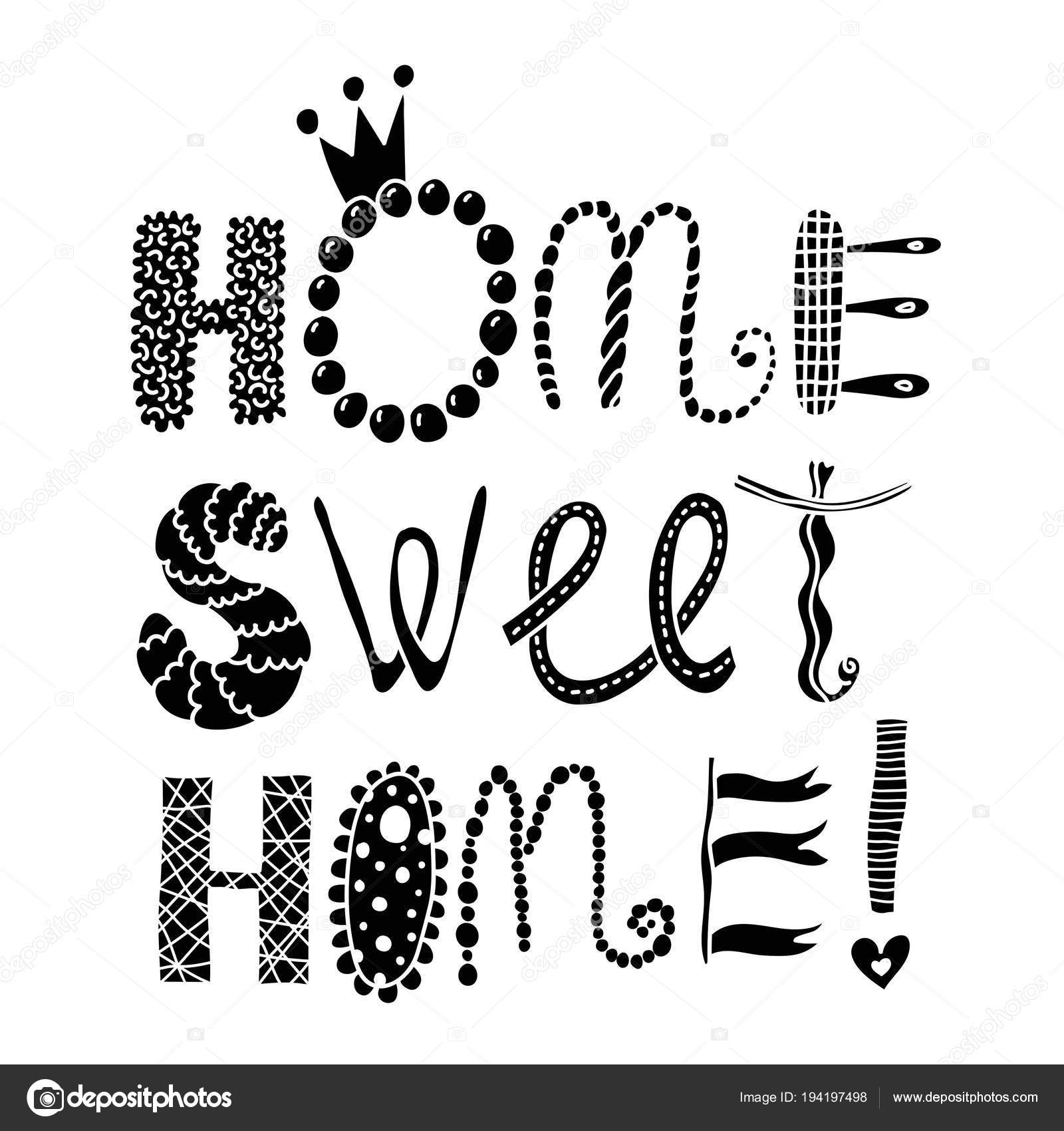 Sweet Home Lettering Cute Stock Vector by ©vyazovskaya 194197498