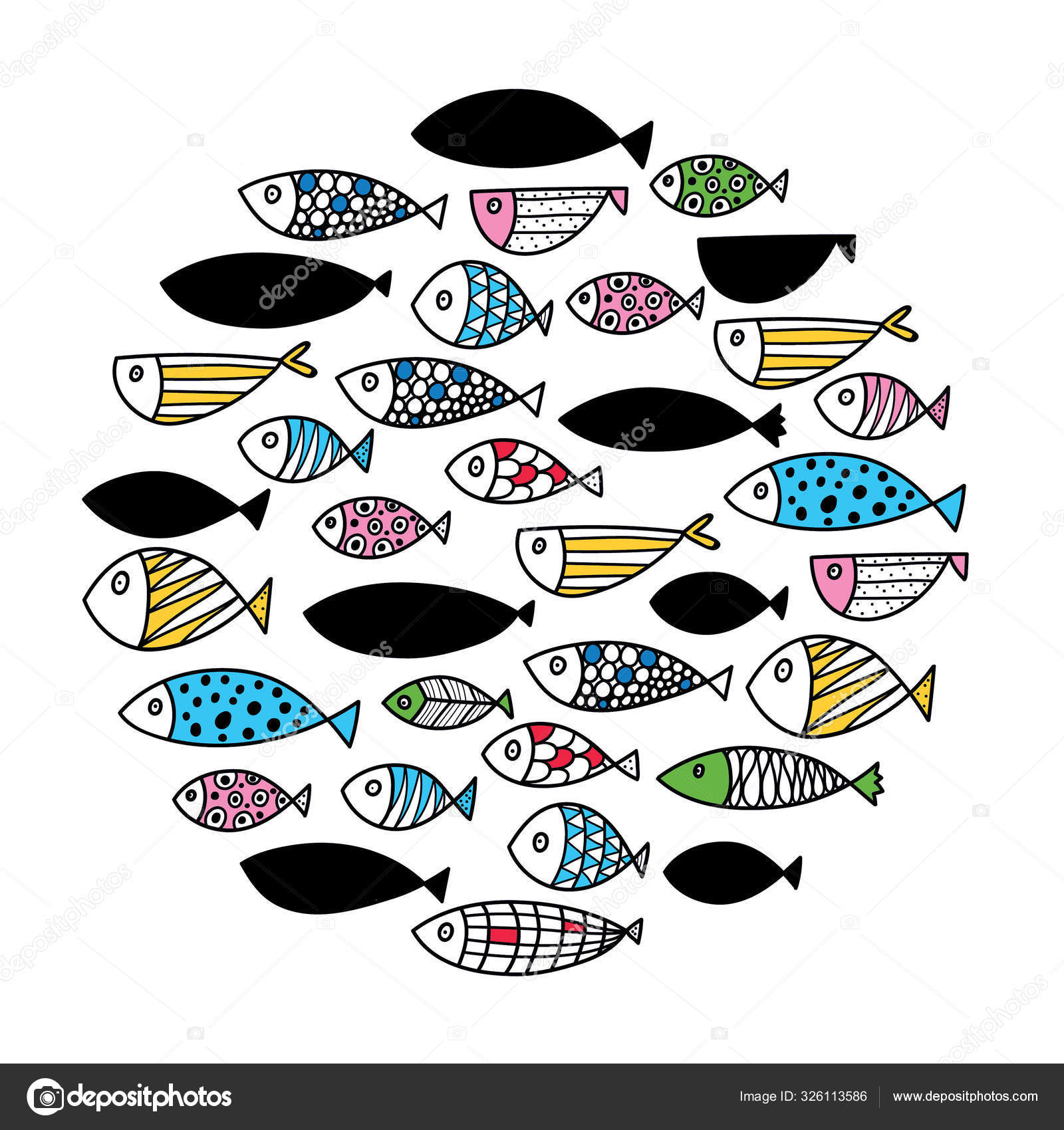 Cute Fish Motif Fish Stock Vector by ©vyazovskaya 326113586