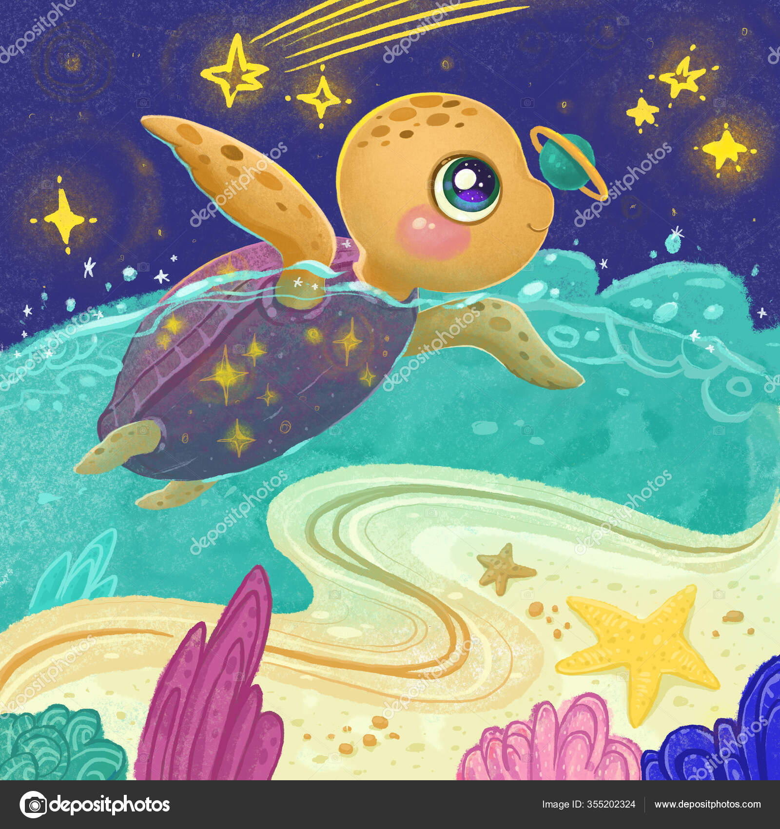 Cartoon Clear Night Sky