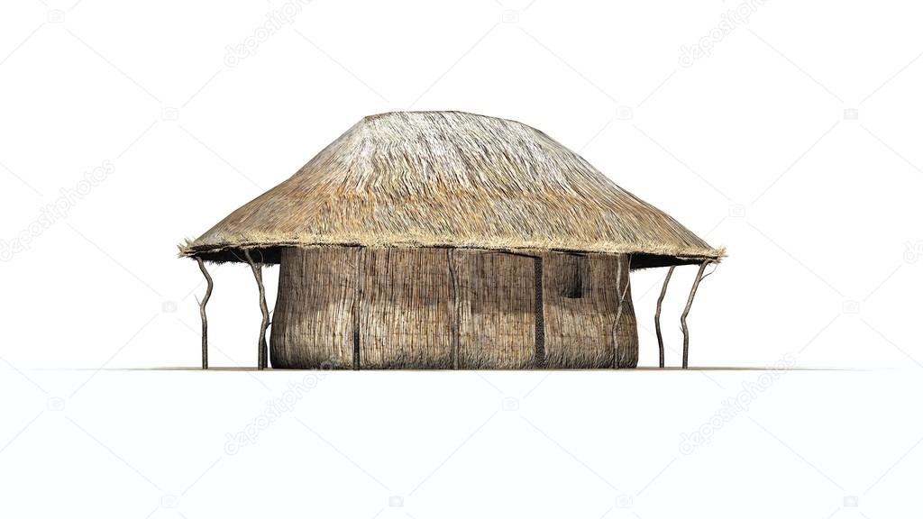 Thatch hut - isolated on white background Stock Photo by ...