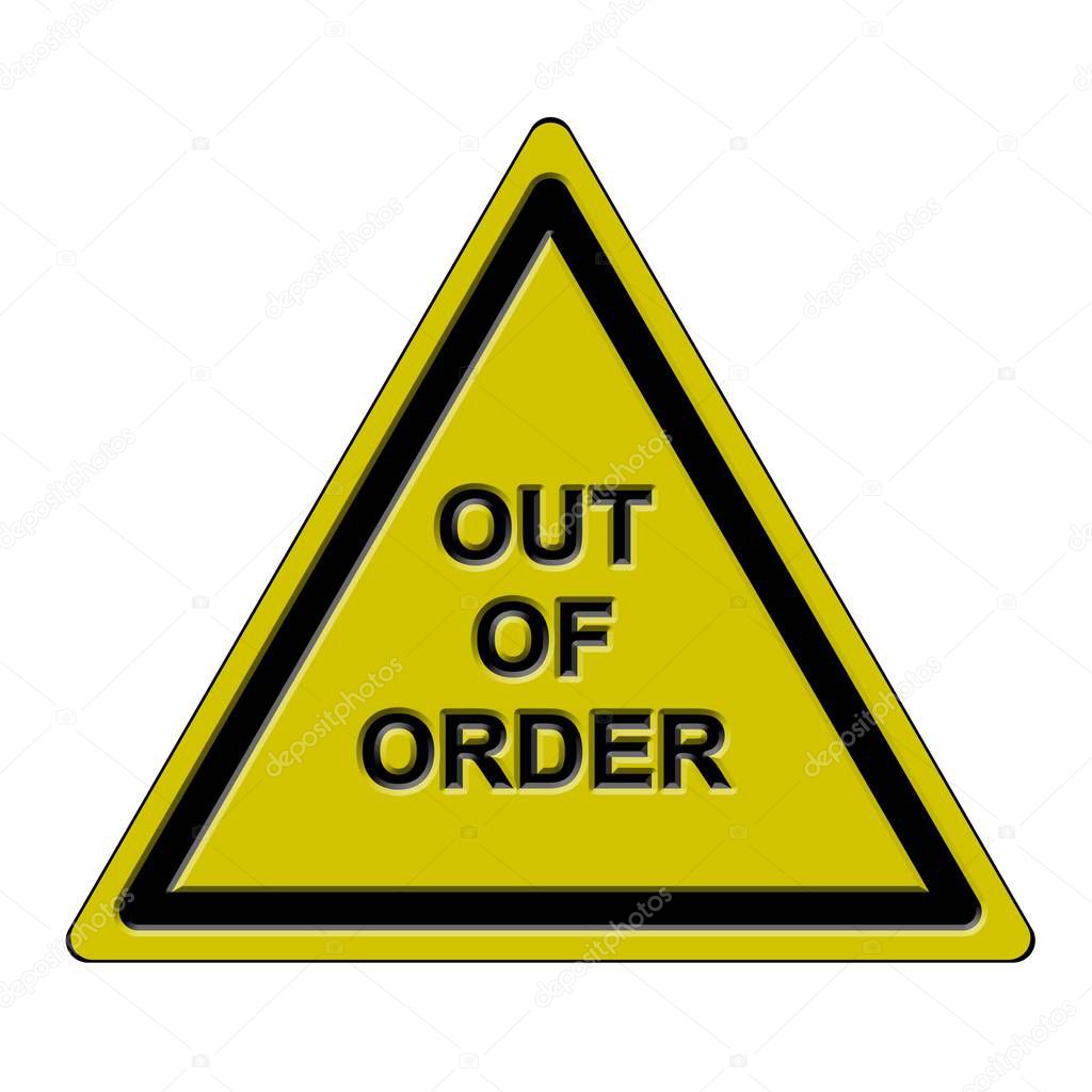 Letras fuera de orden en una señal de advertencia en color amarillo ...